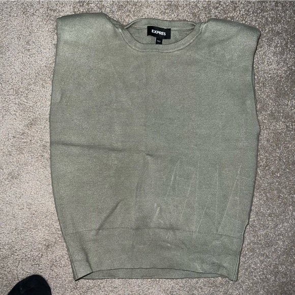 Express | Tops | Green Shoulder Pad Top | Poshmark